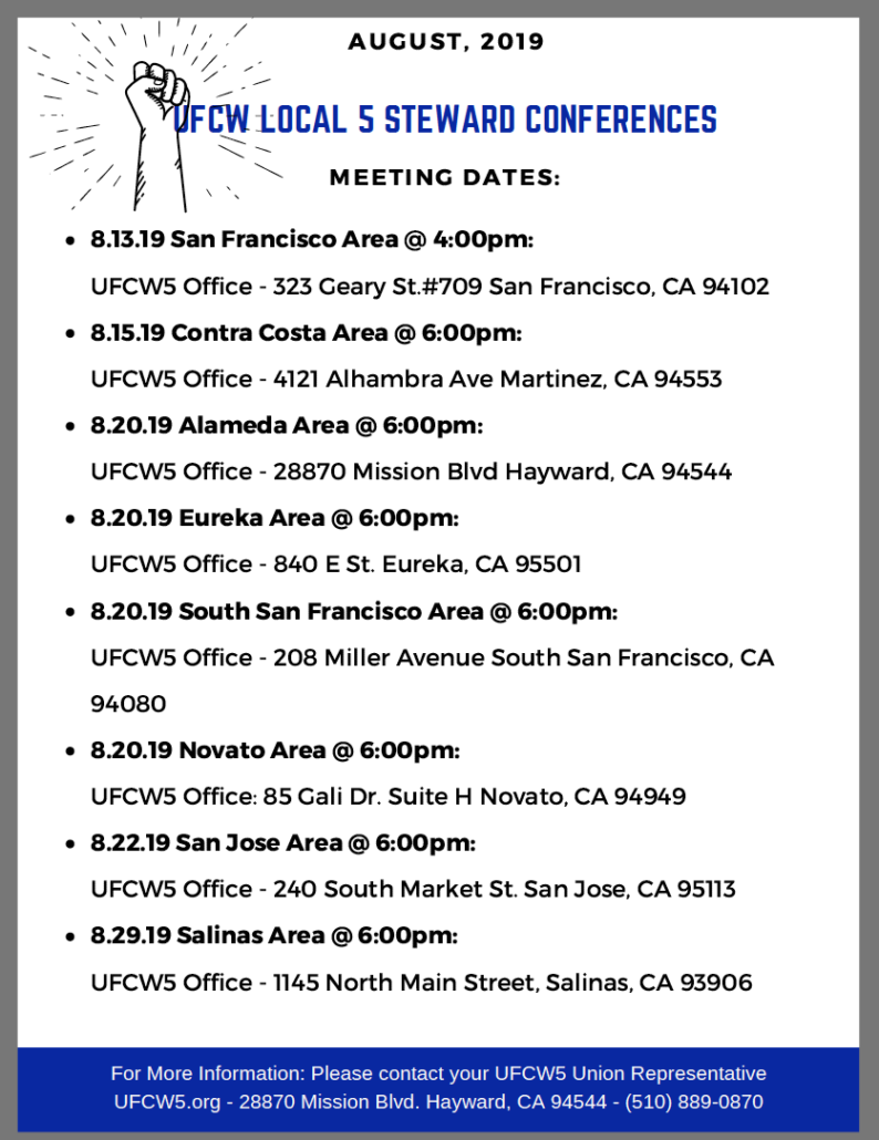 Stewards Conferences August 2019 - UFCW5 Local Union